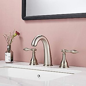 RODDEX Widespread Bathroom Sink Faucets 8 Inch Two Handle 3 Hole Vanity Bathroom Faucet with Drainage,Brushed Nickel …