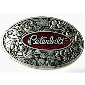 TotalShop Peterbilt Truck Belt Buckle, Red Silver