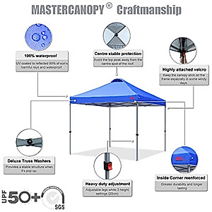 MASTERCANOPY Durable Ez Pop-up Canopy Tent with Roller Bag (10x10, Blue)