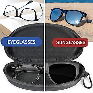 Yogo Vision Sunglasses Case 3 Pack Hard Shell with Clip Portable Travel Zipper Eyeglasses Frame Glasses Case for Men and Women