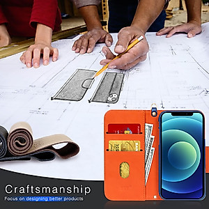 FYY Compatible with iPhone 12 Mini Case, [Kickstand Feature] Luxury PU Leather Wallet Case Flip Folio Cover with [Card Slots] and [Note Pockets] for iPhone 12 Mini 5G 5.4" Navy