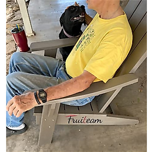 FRUITEAM Adirondack Chair Leisure Line, Wide Outdoor Fire Pit Chairs with Cup Holder, Weather-Resistant Patio Chair, Ergonomic Lounge Chair for Yard,Deck,Garden,Lawn, Max Weight 350lbs, Taupe