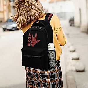 ASL I Love You Sign Language Laptop Backpack Fashion Shoulder Bag Travel Daypack Bookbags for Men Women