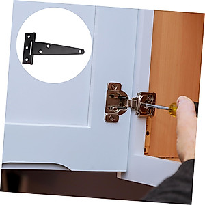 Uonlytech 6PCS 4 Black Door Hinges gate Hinges for Wooden Fences Heavy Duty shed Hinges Decorative Hinge Kitchen Cabinet Hinges self Closing Hinges Concealed Hinges Fence Hinges Bracket Belt