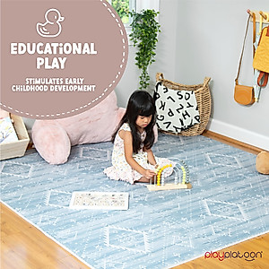 Play Platoon Non-Toxic Large Kids Play Mats for Floor, 9 Tiles, 72 x 72 inch - Extra-Thick Foam Tiles, 24 x 24 inch Puzzle Mat Pieces, Neutral Playmat for Toddlers & Childrens Playroom – Saguaro Print