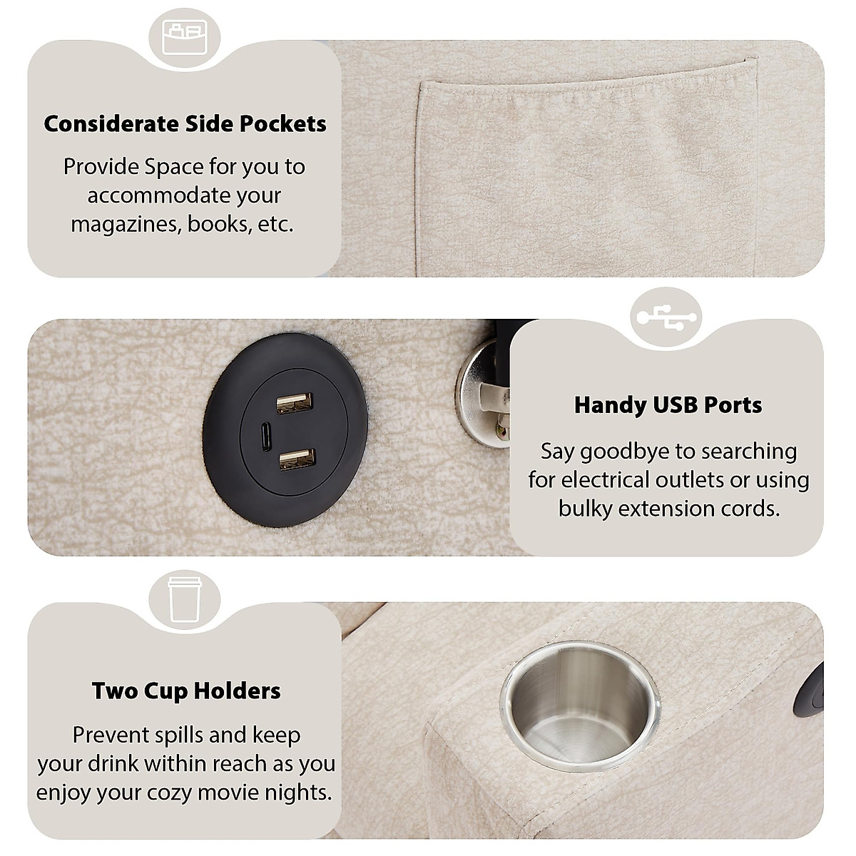 LUMISOL 3-in-1 Convertible Sleeper Sofa Bed, 55.9" Loveseat Pull Out Bed with USB Ports, Cup Holders, Swivel Stand & Storage Pockets, Modern Tufted Sofa Bed with Pillows, Beige