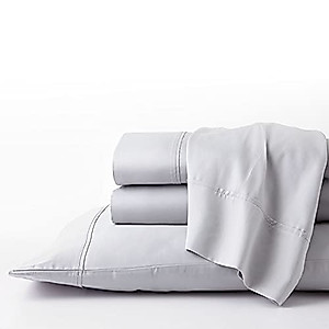 GhostBed Queen Cooling Supima Cotton and Tencel Luxury Sheet Set - Wrinkle Resistant with Deep Pockets, 4 Piece, Gray