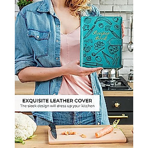 molekaus Recipe Book ，Blank Recipe Book to Write in Your Own Recipes，Recipe Notebook for Family Cooking， Removable Hardcover 7" x 10"Recipe Journal with 160 Pages-green