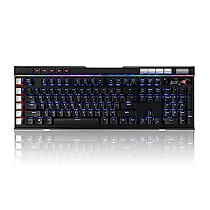 teamwolf VOIDRAY EX Mechanical Gaming Keyboard with Cherry MX Silent Red Switches Media Keys RGB Breath Changing Backlight Anti-Ghosting with 2 USB Ports