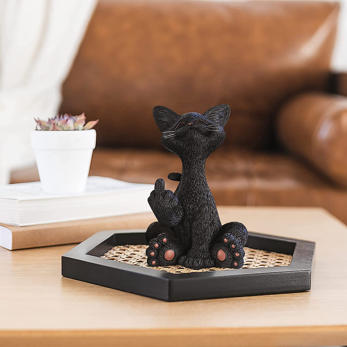 JFSM INC. Catitude - Whimsical Cat Raising Middle Finger Figurine - Hilarious Get Ready for Laughs - Stress Relief - Gifts for Cat Lovers, Cat Mom