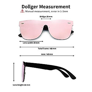Dollger Trendy Mirrored Sunglasses for women men Rimless one piece colored lens reflective cool 2PCS