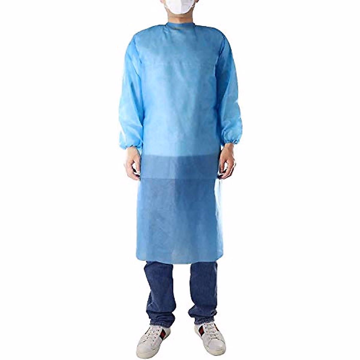 100 Pack LEVEL 1 PP Disposable Isolation Gowns with Elastic Cuff, Latex-Free, Non-Woven, Fluid Resistant, Dental, Medical, Hospital, Industries, ONE SIZE FITS ALL (100 PCS=10 Bags)