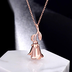 ACJFA 925 Sterling Silver Rose Flower Urn Necklace Cremation Jewelry 14K Rose Gold Plated Keepsake Ashes Memorial Pendant Necklace for Women Gift