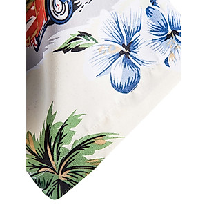 Floerns Men's Casual Tropical Print Button Down Short Sleeve Hawaiian Shirt White Car L