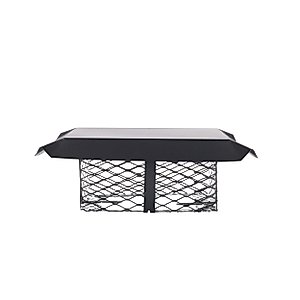 HY-C Galvanized Steel Chimney Cover - SCADJ-S Black Adjustable Chimney Cap, Single Chimney Flue Cover, Bolt-On Chimney Vent Cap (Size Small)