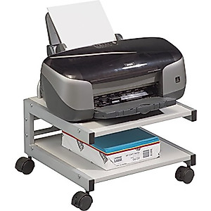 Balt Low Laser Printer Stand, 27501, 14''H x 17''W x 17''D, Brushed silver steel frame, Gray laminate shelves