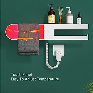 KUYT Towel Warmers for Bathroom Wall Mounted 100W, Lightweight Plug Timer Hot Towel Rack Home Energy Efficient, Electric Heated Towel Rail for Pools Kitchen 24.4X4.7In/Black