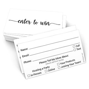 321Done Direct Sales Raffle Tickets (Set of 50) 3.5" x 2", Enter to Win Tickets Lead Sheet, Entry Form Name, Phone, Email for Network Marketing MLM Host Party, White
