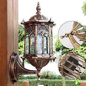 DONSU Retro Classic Garden Wall Lantern, Path Lamp,Wall Mount, Sconce,Outdoor Garden Lamp Sconce Exterior Wall Light Fixture Retro Aluminum Lantern for The Home/Hotel/Corridor Decorate Wall Ligh