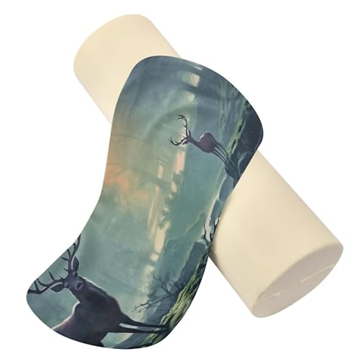 xigua Deers Neck Roll Pillow for Neck Relief with Removable Washable Cover - Memory Foam Round Cylinder Bolster, Ergonomically Designed for Head, Neck, Back, and Legs