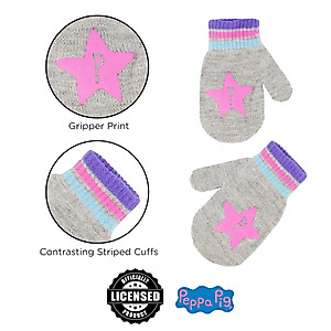 Hasbro Girls Winter Accessory Hat and Mittens Set, Peppa Pig Beanie for Toddler Ages 2-4, Grey/Pink