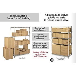 METRO 5A357C Super Adjustable Super Erecta 5-Tier Industrial Wire Shelving Starter Unit, Chrome, 18" x 48" x 74"