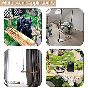 leofit Hanging Wooden Tree Swing 16 x 6.3 Adjustable 80 Inch Rope 40 Inch Connecting Strap Accessories for Backyard, Playground, Porch, Patio, Garden, Park, Home