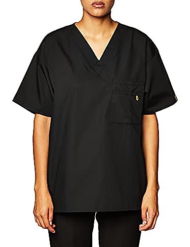 WonderWink Men's The Alpha Unisex V-Neck Scrub Top, Black, Medium