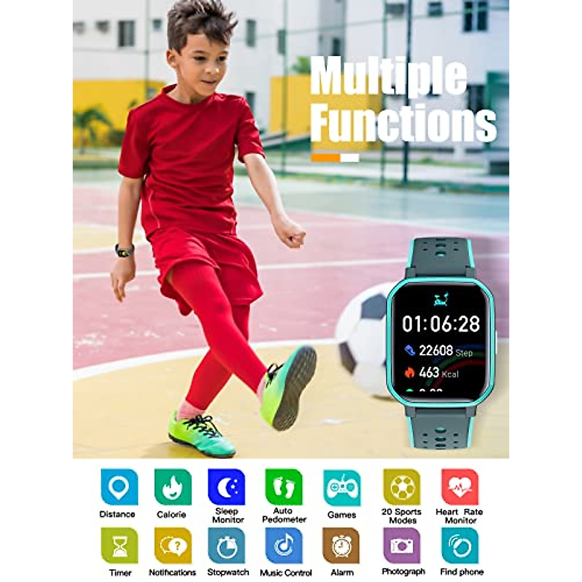 MgaoLo Kids Smart Watch for Boys Girls,Games Fitness Tracker with HR Sleep Monitor,Sport Activity Tracker with Pedometer Steps for Fitbit Calories Counter,DIY Watch Face Touchscreen (Green)