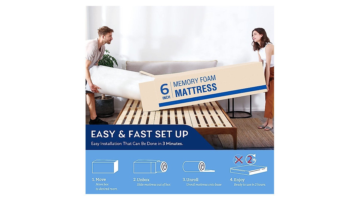 MLILY Full Mattress in a Box - 6 Inch Memory Foam Support