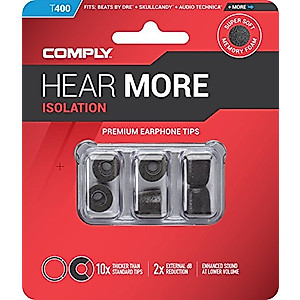 Comply Foam Premium Earphone Tips - Isolation T-400 (Red, 3 Pairs, Medium)
