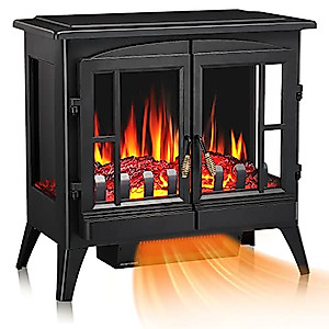 Havato Electric Fireplace Stove, Freestanding Fireplace Heater with Realistic Flame, Overheating Safety Protection, Indoor Space Heater(24 Inch, Black)