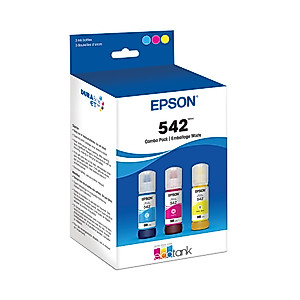EPSON T542 EcoTank Ink Ultra-high Capacity Bottle Color Combo Pack (T542520-S) for select Epson EcoTank Printers