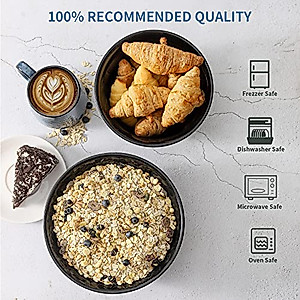 Hasense Large Ceramic Mixing Bowls Set, 40+65 Oz 2PCS and Porcelain Salt and Pepper Shakers, 2PCS,Navy Blue