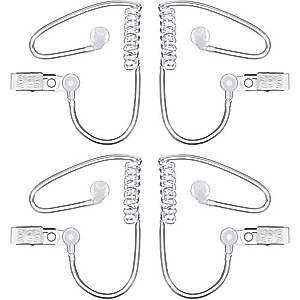 Gejoy 4 Packs Spy Ear Piece Toys Security Headset Earpiece Agent Spy Earpiece Costume Prop, Snap On Replacement Acoustic Tube for 2-Way Radio Audio Headsets