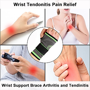Wrist Brace, Compression Wrist Support Sleeve with Adjustable Strap for Men & Women, Carpal Tunnel Wrist Brace for Wrist Pain, Sports Injuries, Fatigue and Arthritis, Tendonitis Sprains Recovery (X-L)