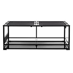 REPTI ZOO 85 Gallon Reptile Glass Terrarium, 48" x 24" x 18" Reptile Detachable Terrarium with Double Hinge Door & Screen Ventilation, 2 in 1 Large Reptile Terrarium