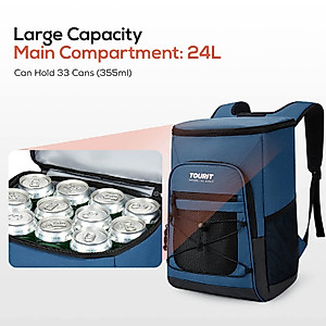 TOURIT Cooler Backpack Insulated 33 Cans Leakproof Backpack Cooler Lightweight for Picnics, Camping, Hiking, Beach, Trip