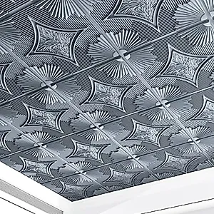 Art3d Drop Ceiling Tiles 24x24 in Grey (12-Pack, 48 Sq.ft), 3D Wainscoting Panels Glue Up 2x2