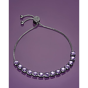 INSPIRED VOICES Easy Slider Adjustable Bracelets - Lariat Tennis Bracelets for Women, Rhinestone Bracelets for Women - Blue Bracelet, Pink Bracelet, Purple Bracelet & More (June - Lavender)