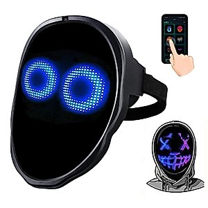 Funle Led Mask with App Controlled,Programmable LED Halloween Mask,Digital Mask for Costume Cosplay Party Masquerade