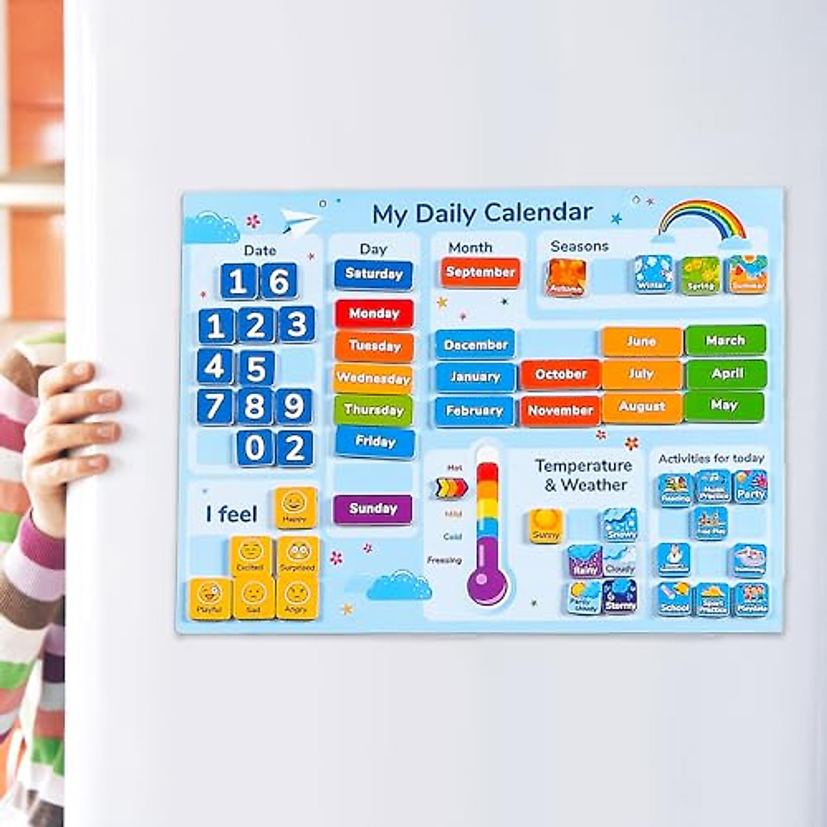 Simply magic 58 PCS Kids Calendar 2024 - My First Daily Magnetic Calendar for Kids, Days of The Week Calendar for Kids, All About Today Board, Preschool Wall Calendar for Classroom, for Home