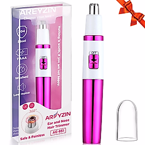 AREYZIN Nose Trimmer for Women Ladies Painless Ear and Nose Hair Trimmer for Men Eyebrow Facial Ear Hair Trimmer Nose Hair Clippers Professional, Waterproof, Dual-Edge Blade, Purple