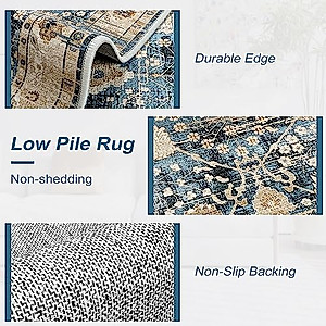 Nailttos Boho 5x7 Area Rugs, Washable Non-Slip Distressed Oriental Living Room Rug, Low-Pile Dining Room Rug Farmhouse Carpet for Bedroom Dorm Office Home Decor