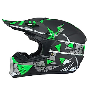 Youth Motocross Dirt Bike Helmet Anti-Collision ATV DOT Approved Offroad Motorcycle Four Wheeler Outdoor Street BMX MX Offroad Full Face Helmet (Black, Medium)