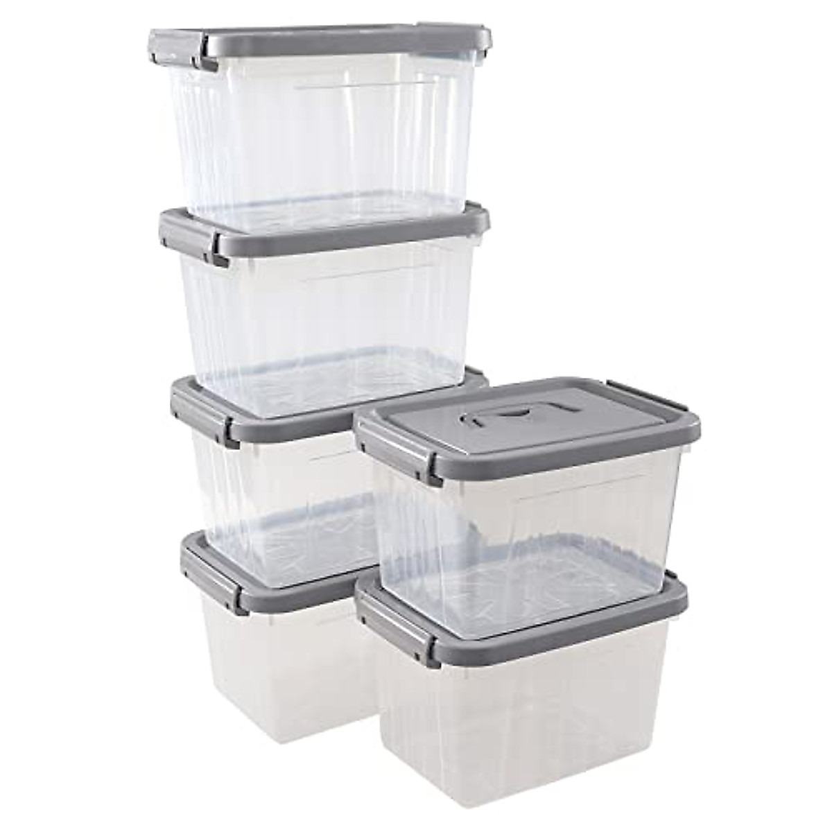 CadineUS 6-pack 6 Liter Plastic Boxes, Clear Storage Bins with Lids