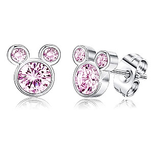 Dazlily Mouse Shape Stud Earrings 925 Sterling Silver Stud Earrings for Women Jewelry (Mouse Pink)