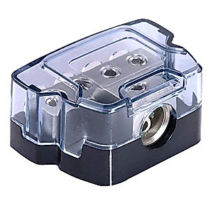 RKURCK 4 Way Power Distribution Block, 0/2/4 AWG Gauge in, 4/8/10 Gauge Out, Car Audio Stereo Amp Ground Distributor Connecting Block for Car Audio Amplifier Splitter (1 in 4 Out)
