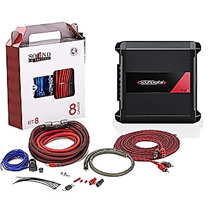 Soundigital 400.4 EVOX 4 Ohm 4 Channel Compact Amplifier Bundled with + (1) 8Ga Amplifier Wiring Kit