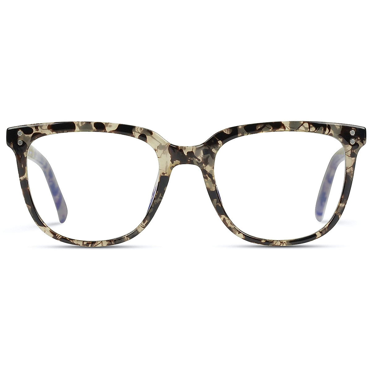 WearMe Pro - Square Rectangular Classic Flat Top Women Men Unisex Blue Light Glasses (Cream-Tortoise)